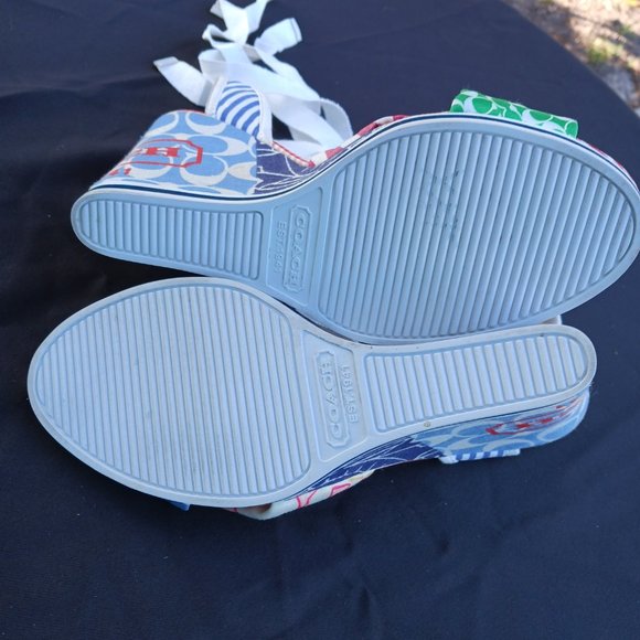 Coach | Shoes | Coach Tammie Patchwork Espadrille Wedges With Ankle ...